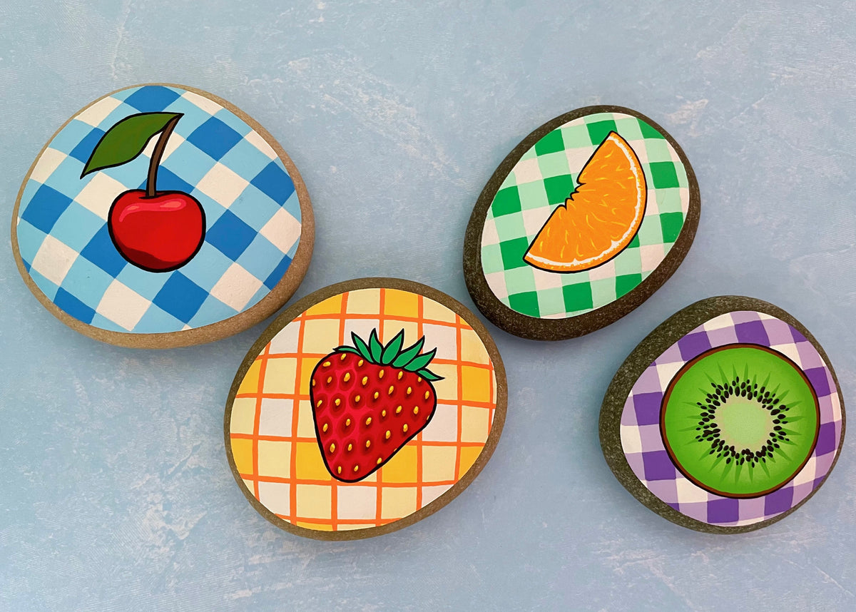 Rock Painting Class: Cherry on Gingham (6/15) – Kala Escobar Design