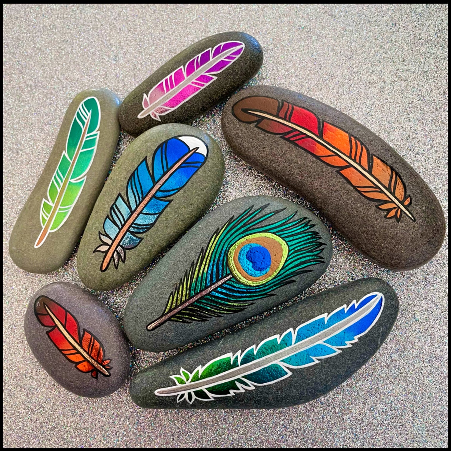 Metallic Feather Rocks – Kala Escobar Design